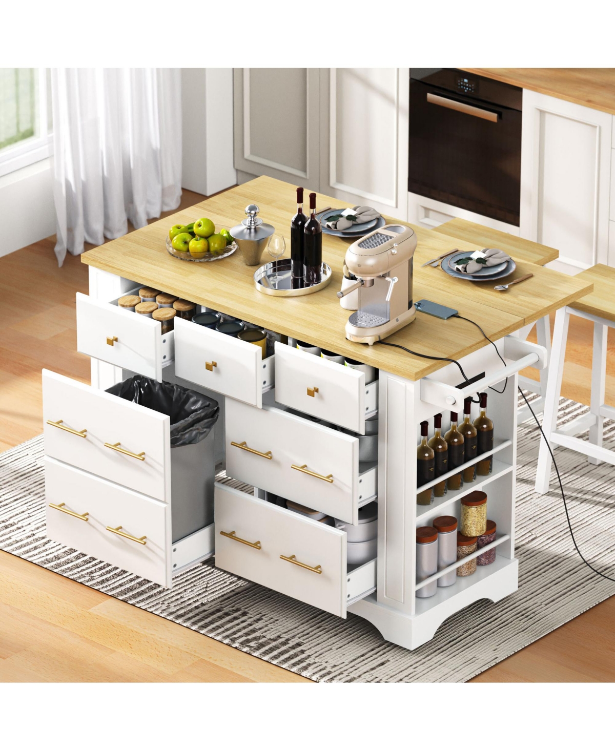 Click here for "Casainc Kitchen Island Cart w/ 6 Drawers  Tr... prices
