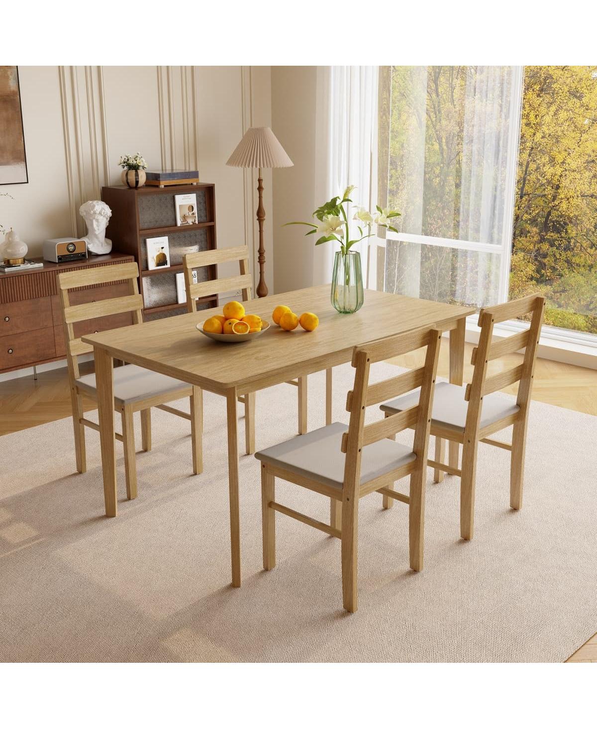 Click here for Maison Boucle 5-Piece Solid Wood Dining Table Set... prices
