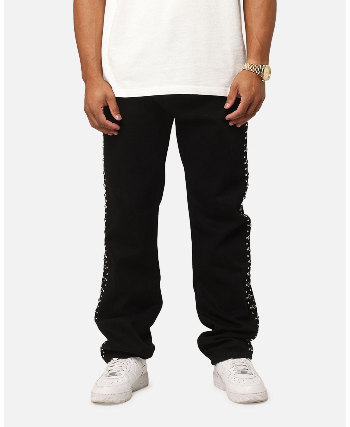 Click here for mnml Mens V715 Out Studded Denim Pants prices