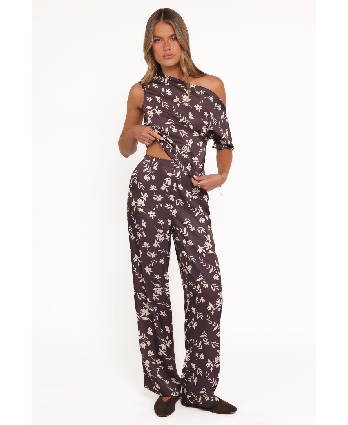 Click here for Petal and Pup Womens Romola Pant - Brown cream flo... prices