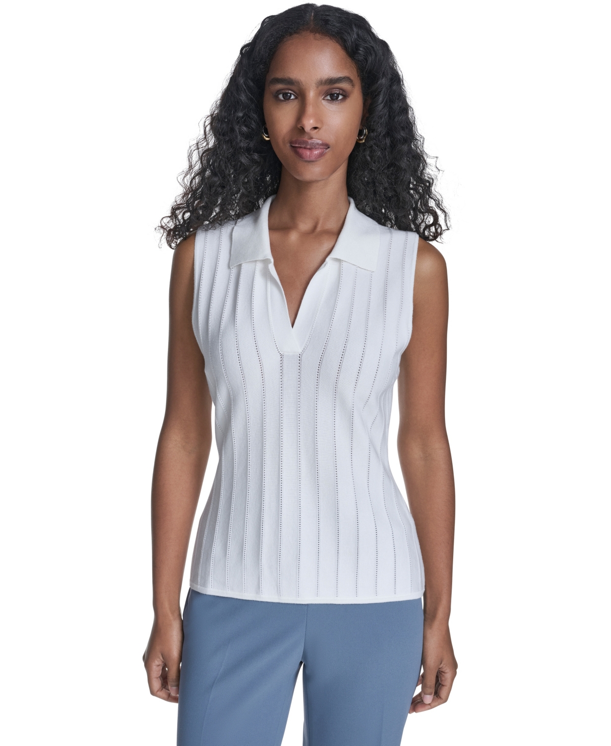 Click here for Calvin Klein Womens Sleeveless Collared Sweater -... prices