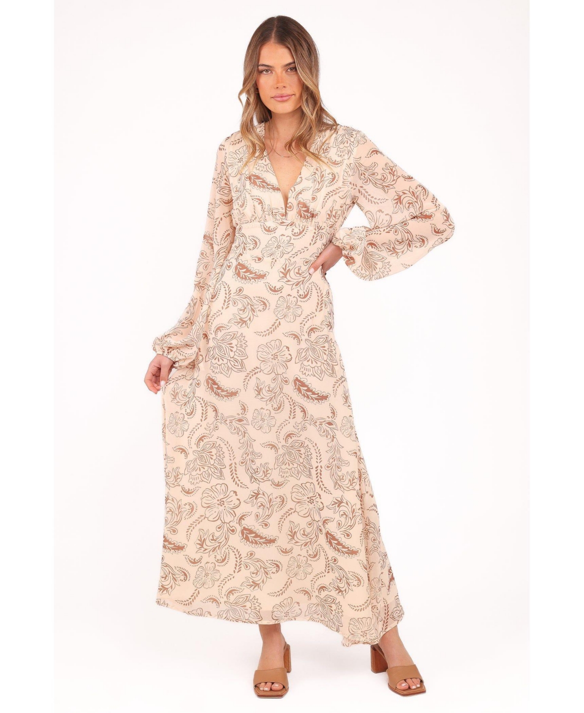 Click here for Petal and Pup Womens Riba Midi Dress - Brown paisl... prices