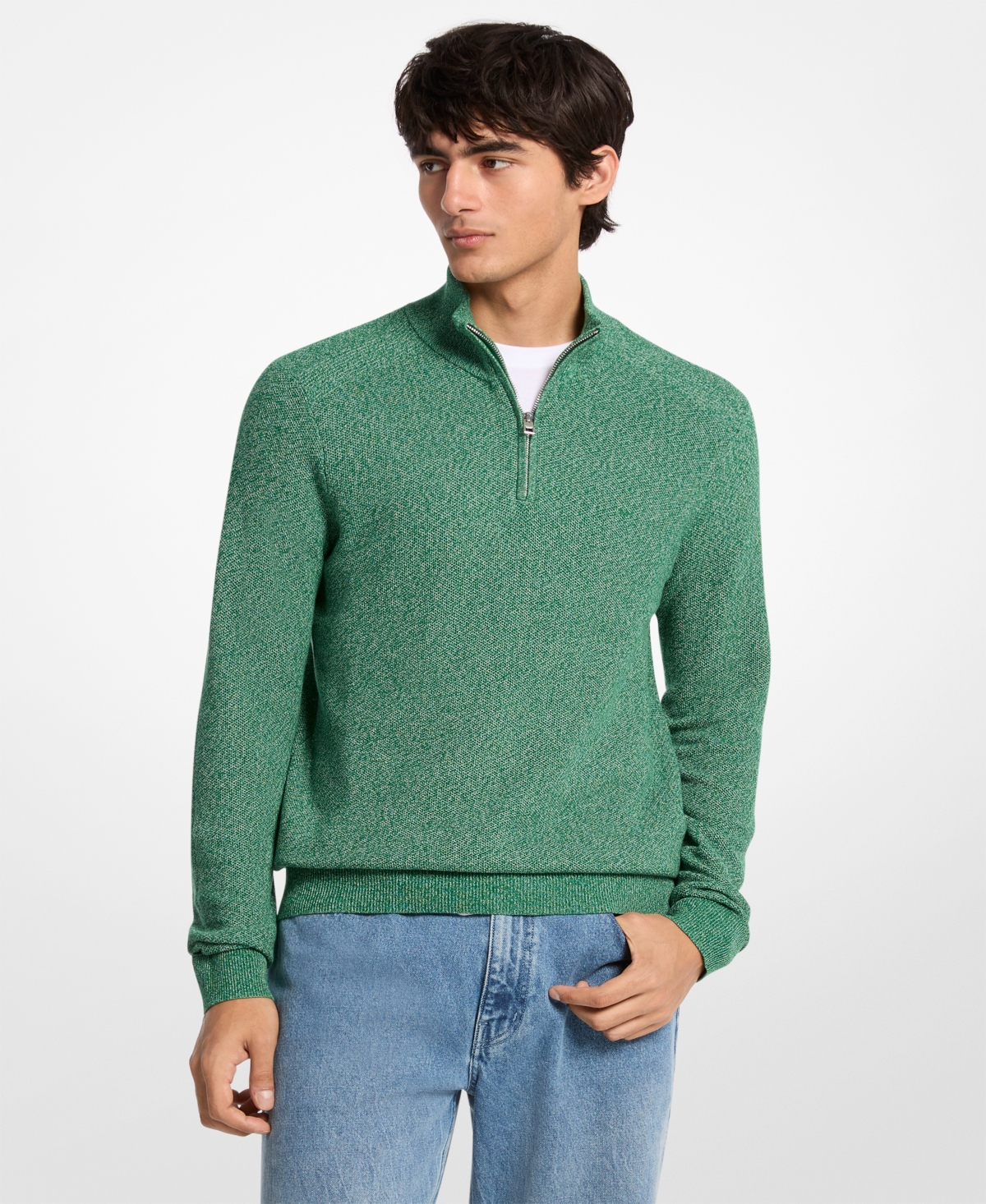 Click here for Michael Kors Mens Mouline Texture Quarter-Zip Swea... prices