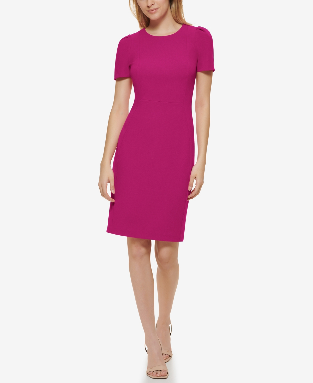 Click here for Calvin Klein Womens Short-Sleeve Scuba Sheath Dres... prices