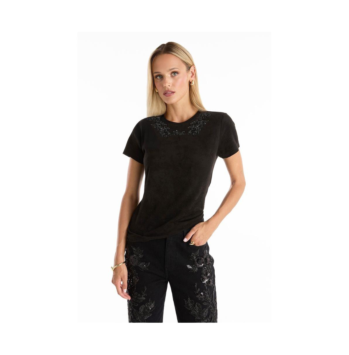 Click here for The Noli Shop Womens Amaya Floral Sequin T-Shirt -... prices