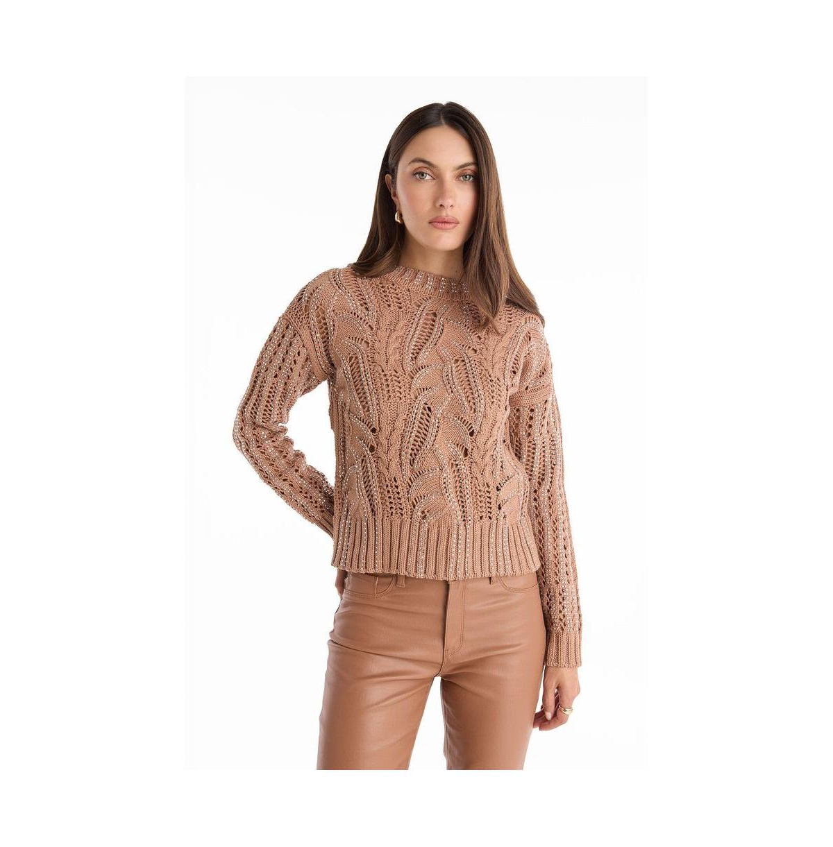 Click here for The Noli Shop Womens Elea Crystal Knit Sweater - S... prices