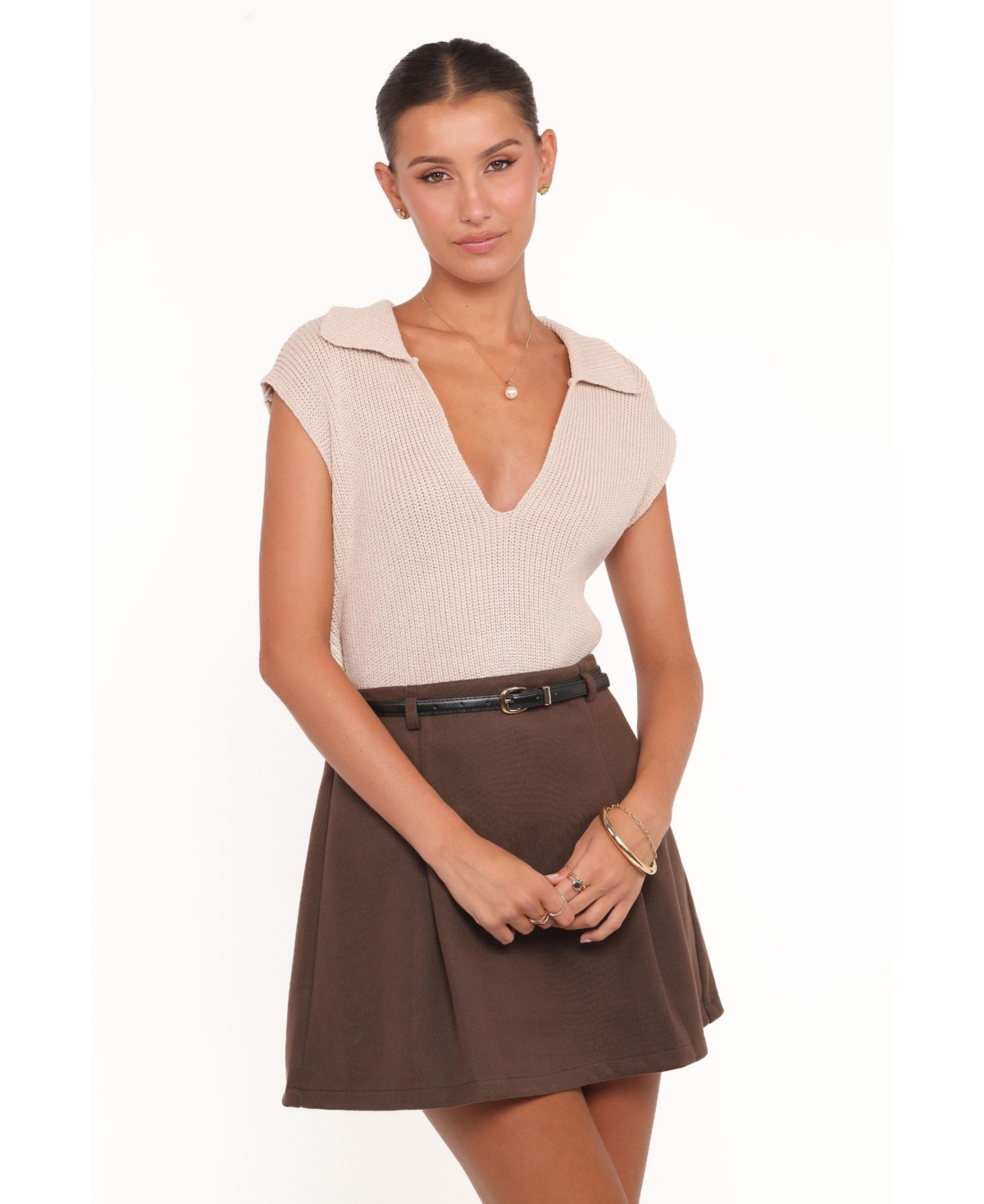 Click here for Petal and Pup Womens Asha Knitted Top - Beige prices