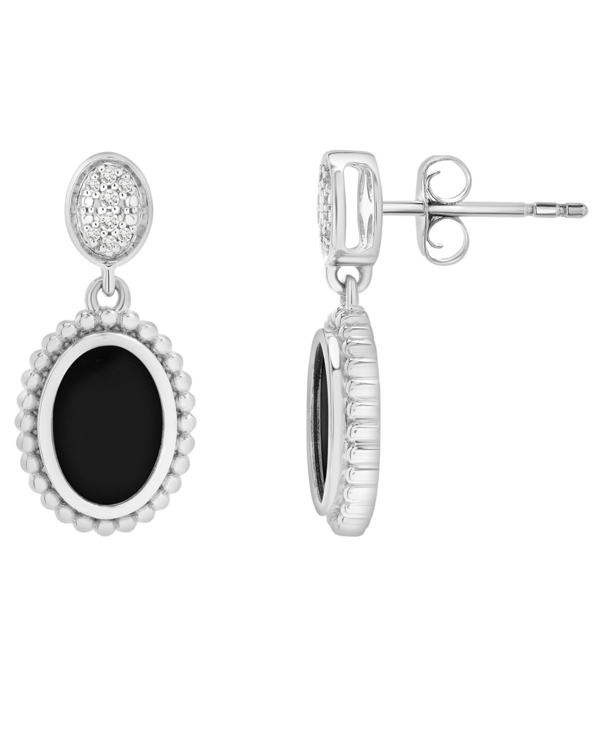 Click here for Macys Onyx & Diamond (1/20 ct. t.w.) Dangling Earr... prices