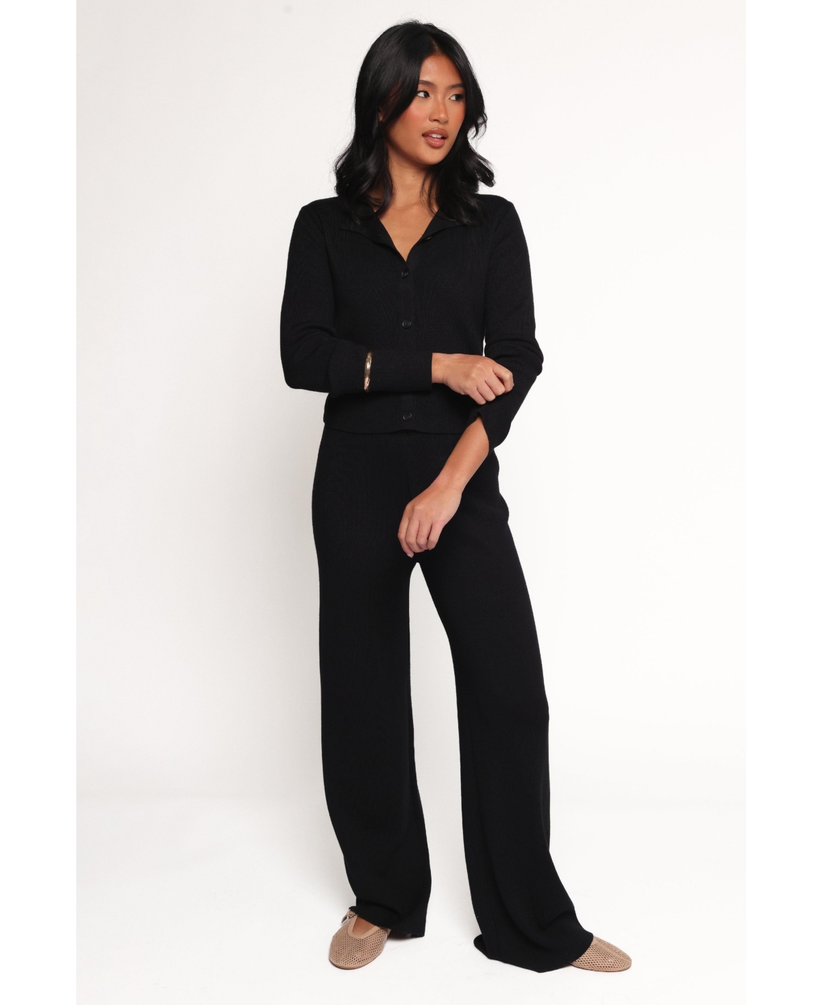 Click here for Petal and Pup Womens Elliot Knitted Pant Set - Bla... prices