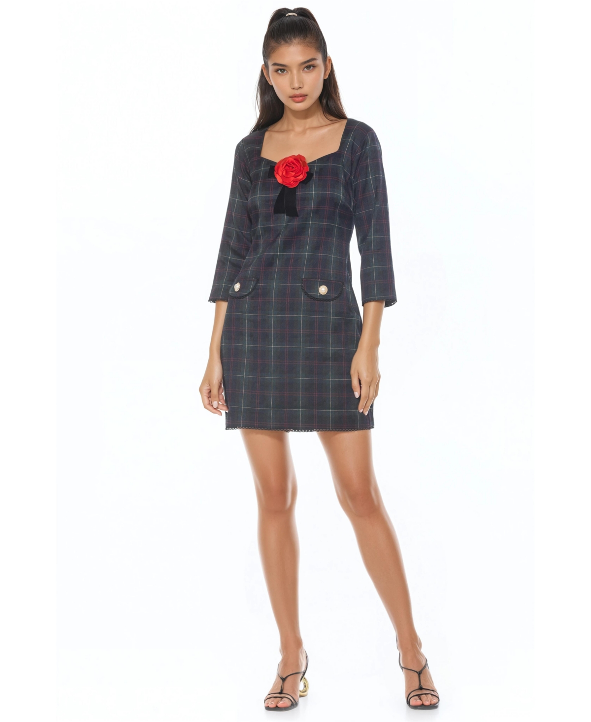 Click here for Alexia Admor Womens Dianys Plaid Dress - Grey prices