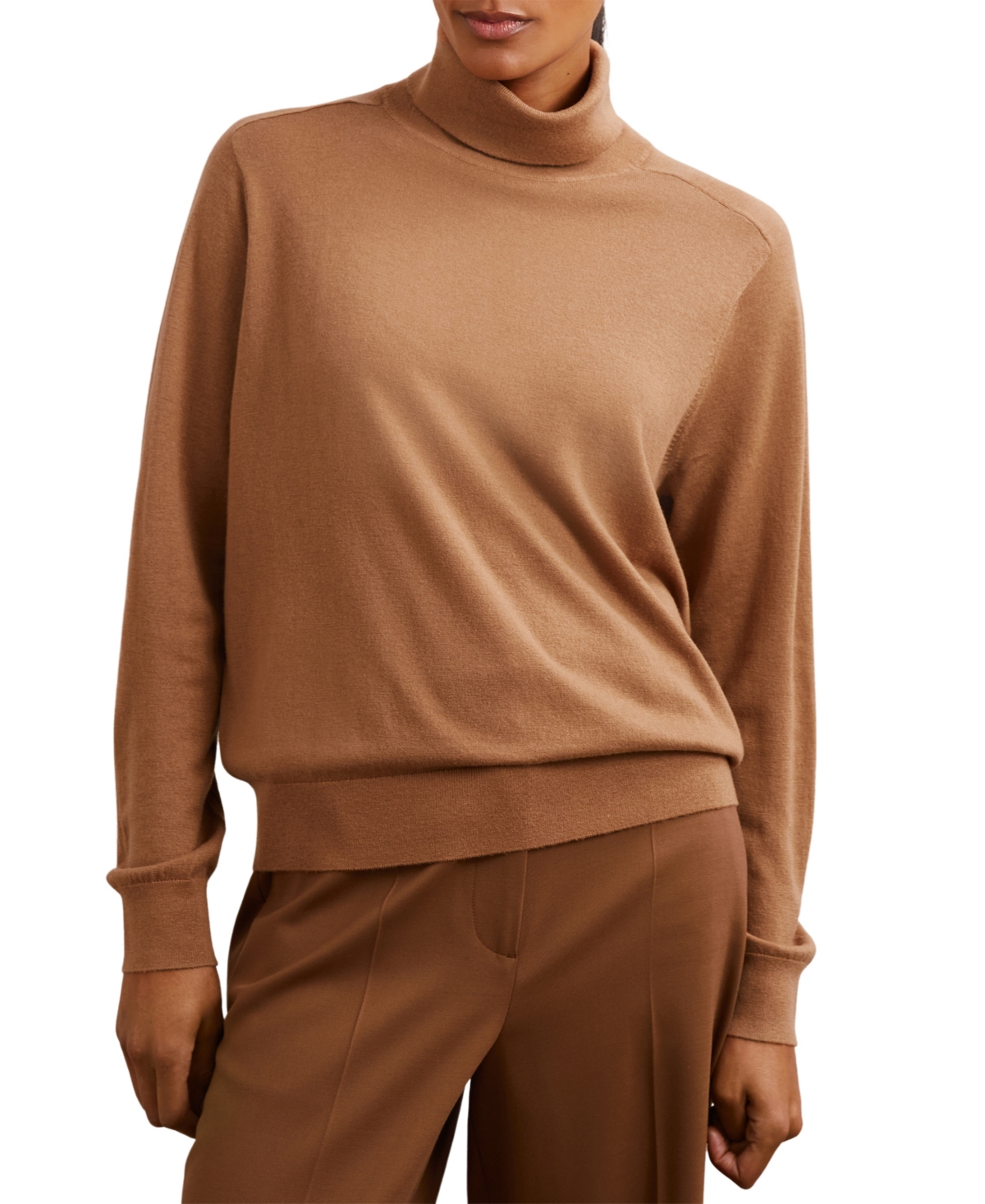 Click here for Reiss Womens Wool Roll-Neck Sweater - Camel prices