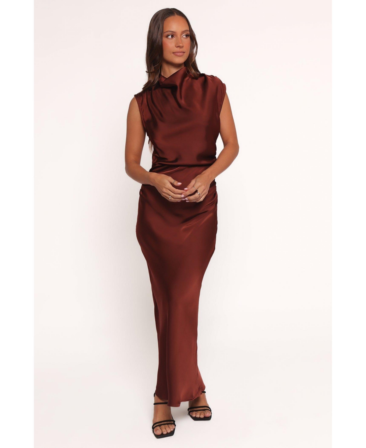 Click here for Petal and Pup Womens Meryn High Neck Dress - Brown prices