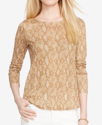 Lauren Ralph Lauren Python-Print Linen Top - Macy's