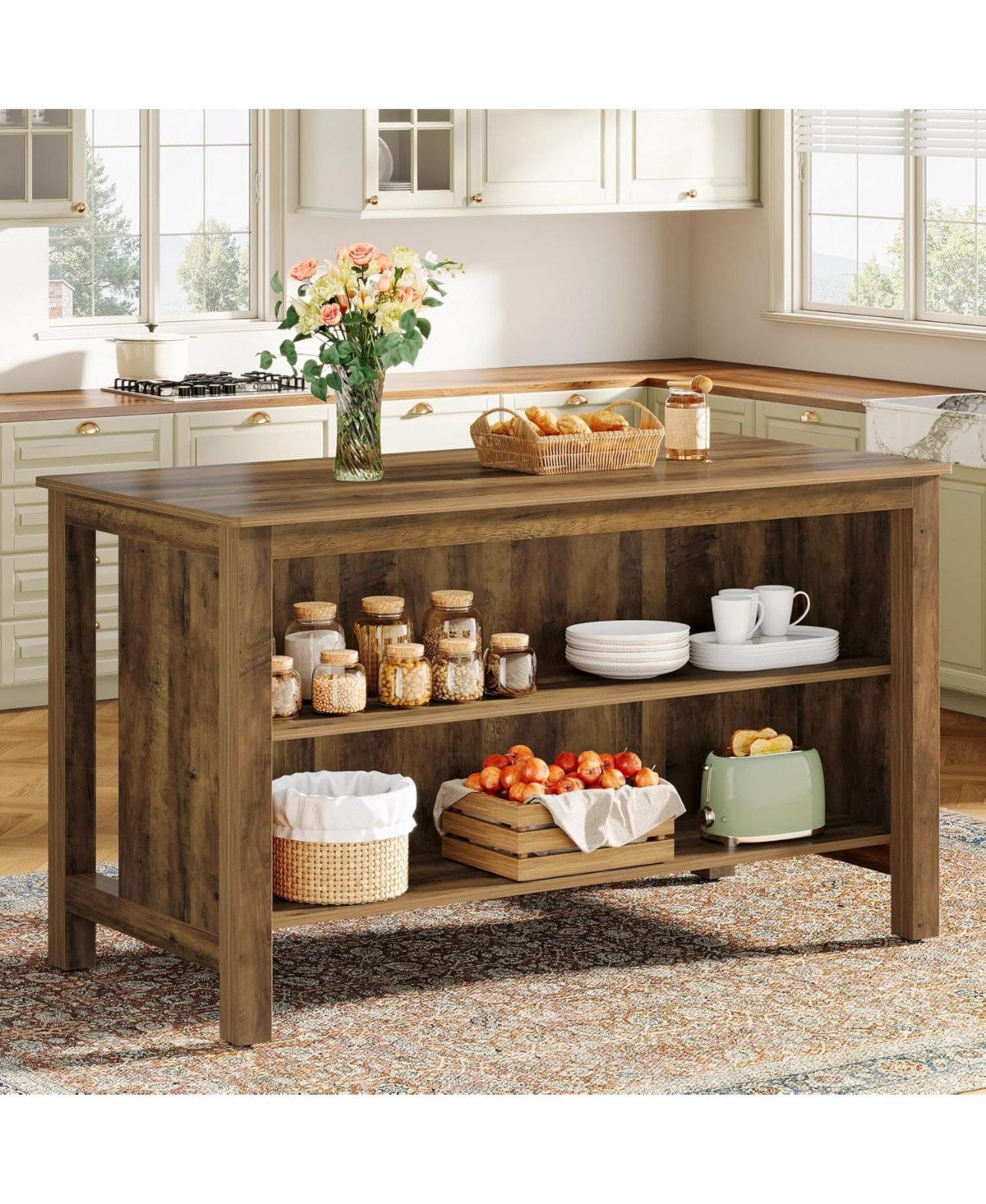 Click here for Tribesigns Kitchen Island with Storage  59-Inch La... prices