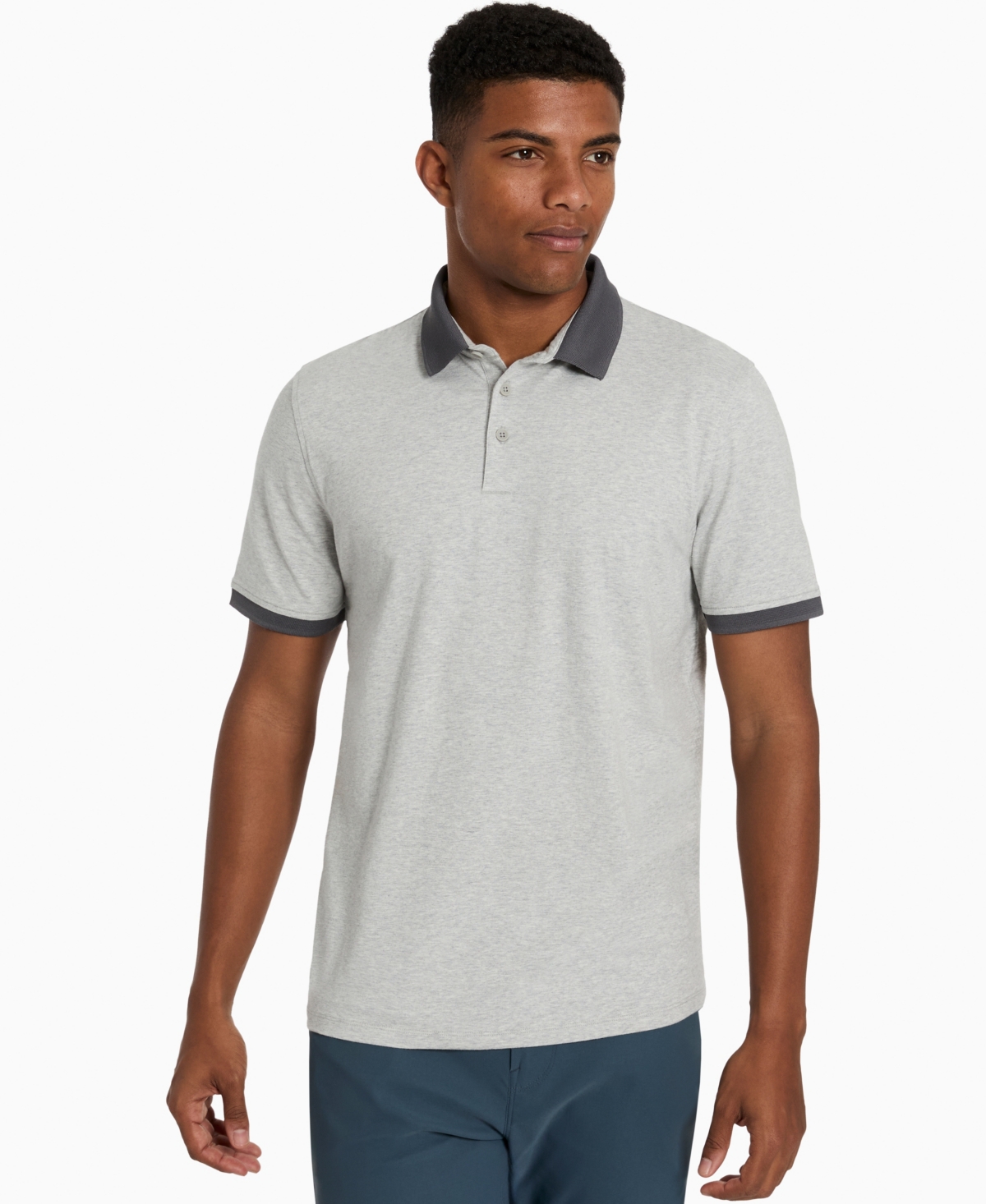 Click here for Kenneth Cole Mens Solid Button Placket Polo Shirt... prices