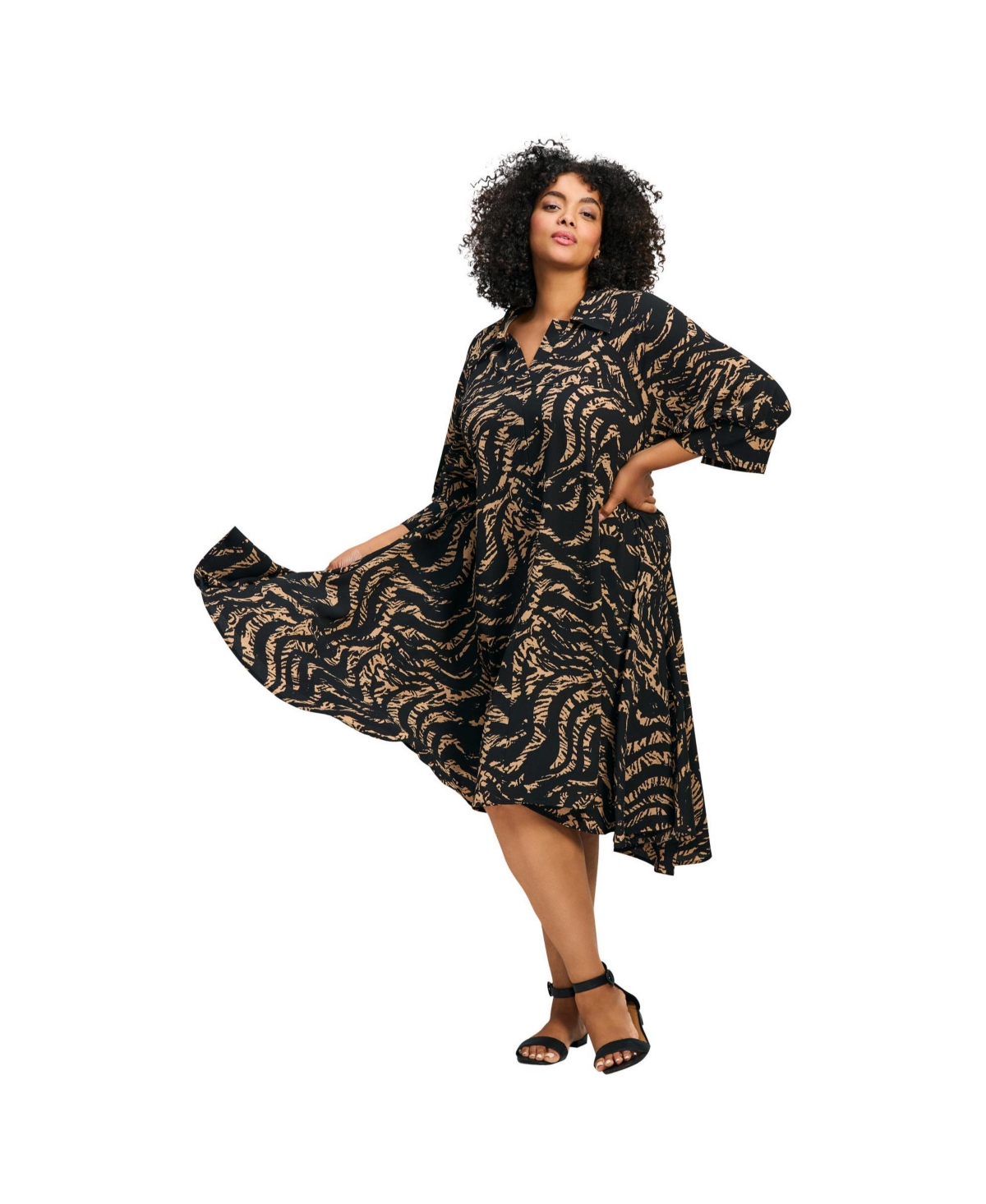 Click here for Avenue Womens Parker Hanky Hem Collared Dress - An... prices