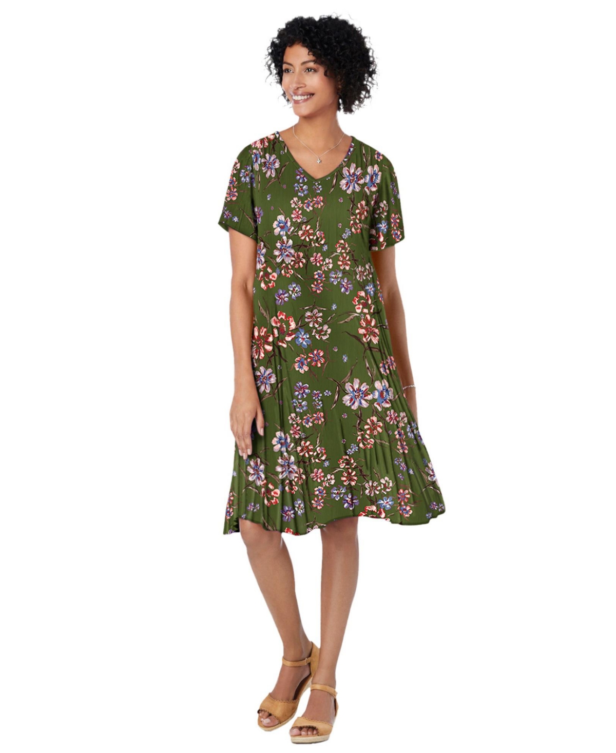 Click here for Woman Within Plus Size Within Short Crinkle Dress... prices