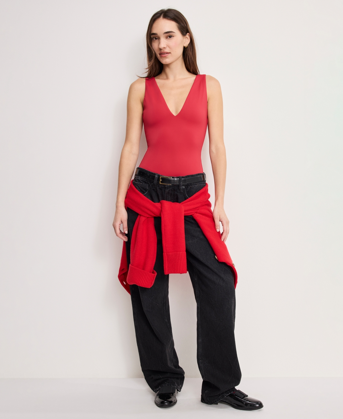 Click here for Good American Womens Scuba V-Neck Bodysuit - Ruby prices