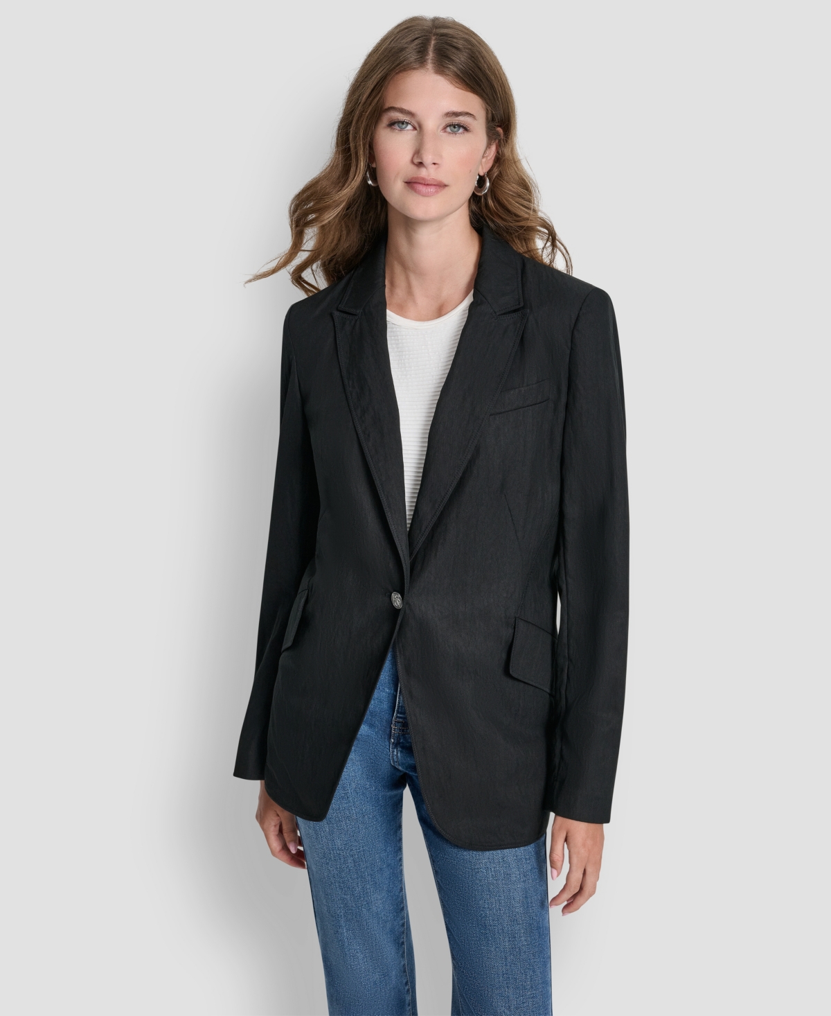 Click here for Dkny Womens Long-Sleeve Blazer - Black prices