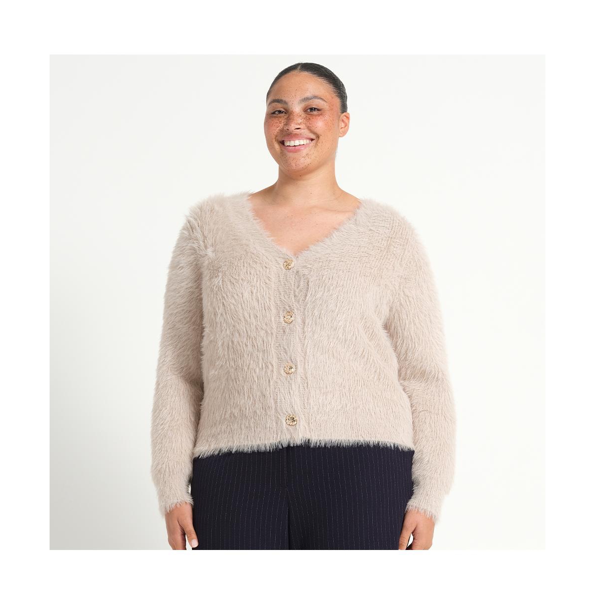 Click here for Estelle Plus Size Chantelle Cardi - Taupe prices