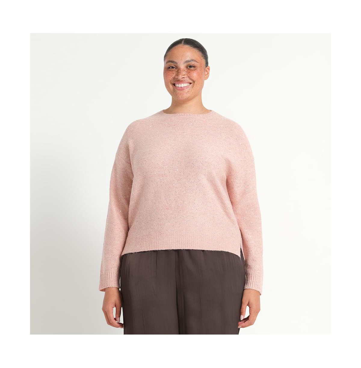 Click here for Estelle Plus Size Night Crew Sparkle Knit - Blush... prices