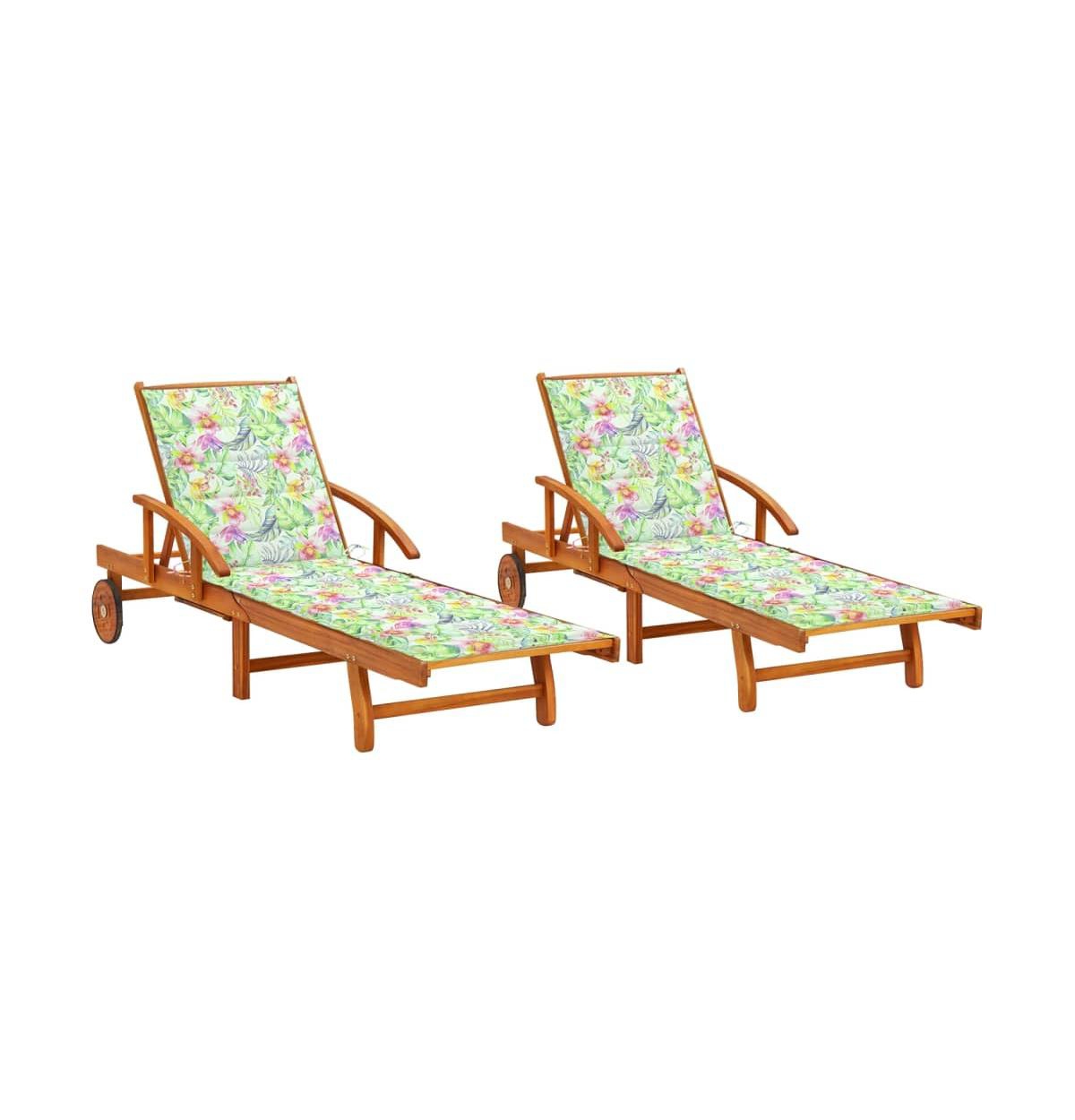 Click here for vidaXL Sun Loungers 2 pcs with Cushions Solid Acac... prices