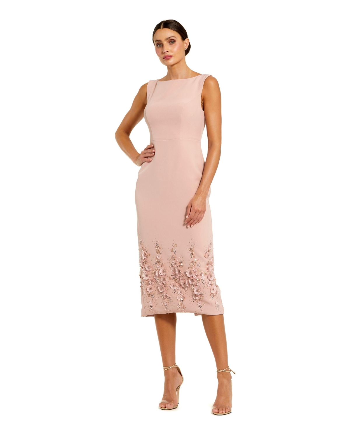 Click here for Mac Duggal Womens Flower Beading Crepe Sleeveless... prices