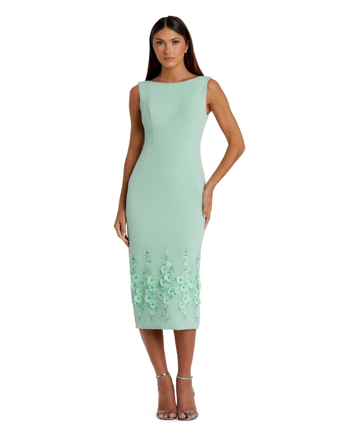 Click here for Mac Duggal Womens Flower Beading Crepe Sleeveless... prices