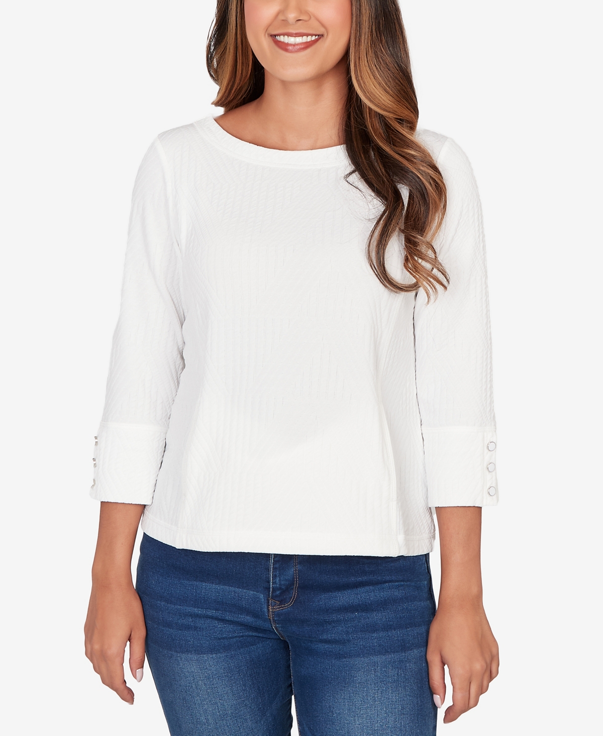 Click here for Ruby Rd. Petite Abstract Textured Pucker Knit Boxy... prices