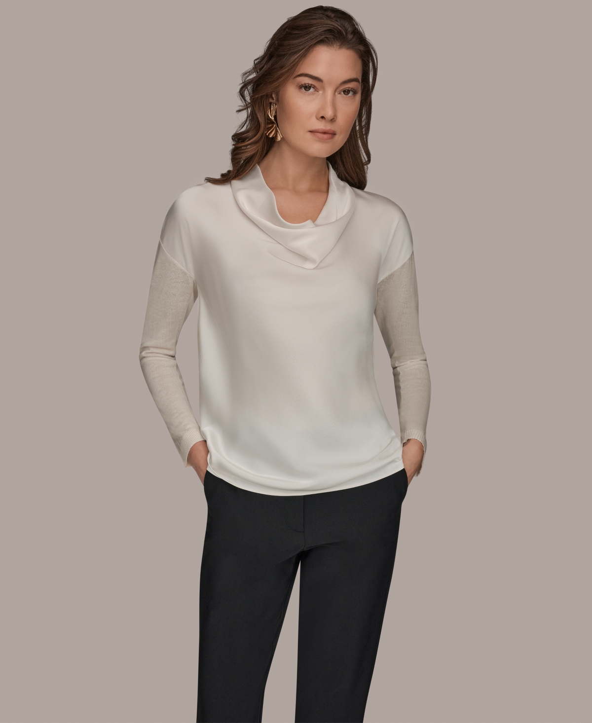 Click here for Donna Karan New York Womens Long-Sleeve Mix Media... prices