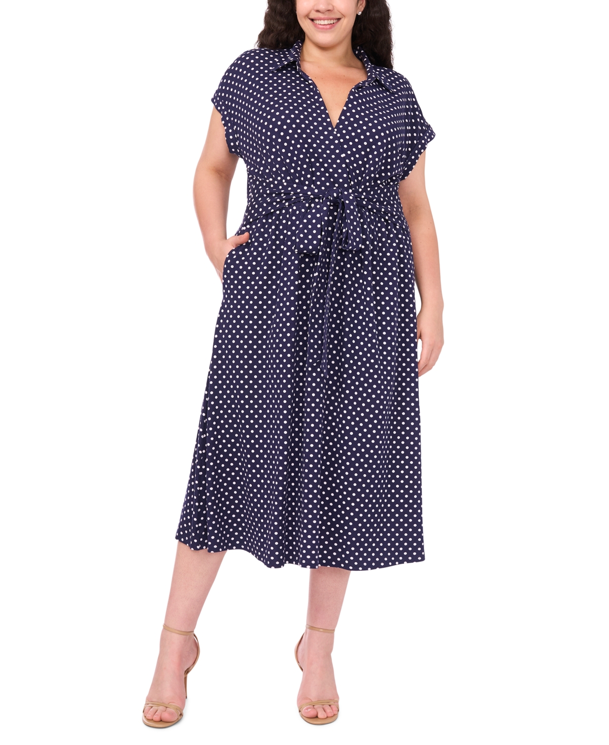 Click here for Msk Plus Size Pull-On Printed Belted Midi Shirtdre... prices