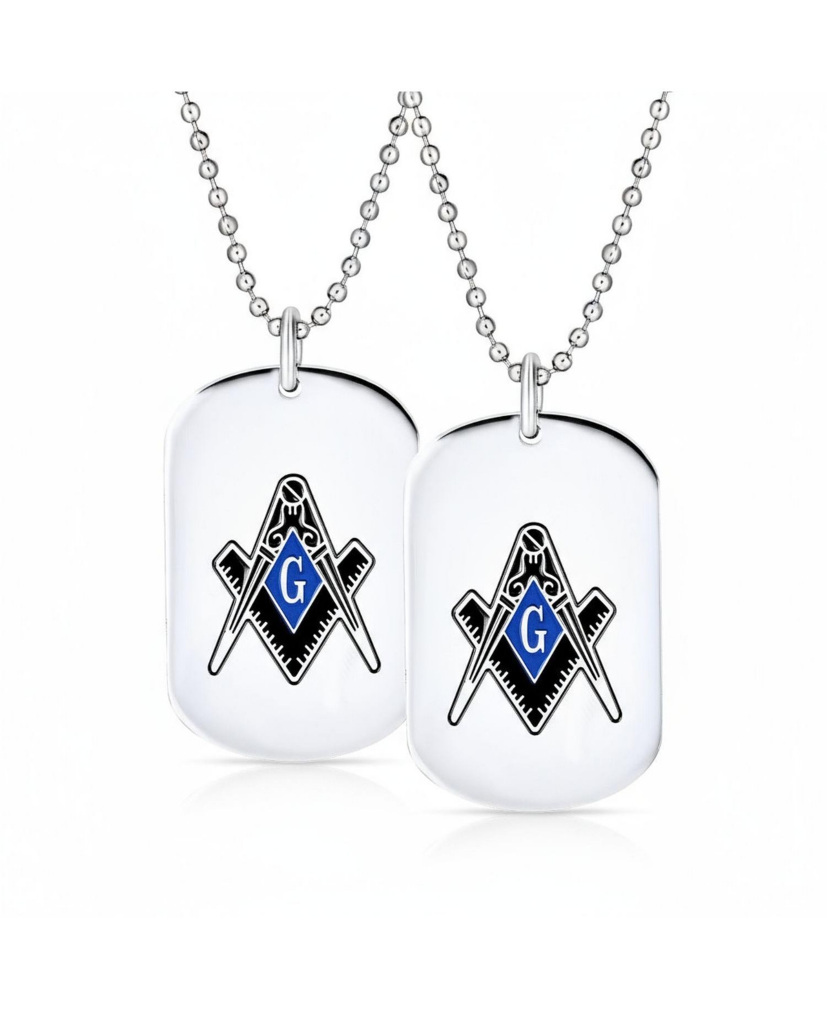 Click here for Bling Jewelry Set of 2 Black Blue Freemason Compas... prices