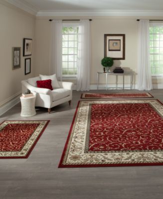 CLOSEOUT! KM Home Roma Damask Red 3-Pc. Rug Set - Macy's