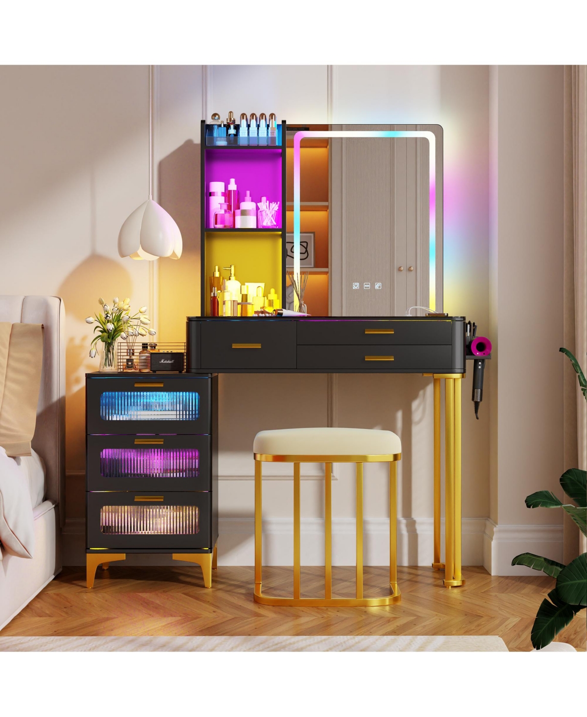 Click here for Vlsrka Vanity Makeup Desk with Mirror and Lights -... prices