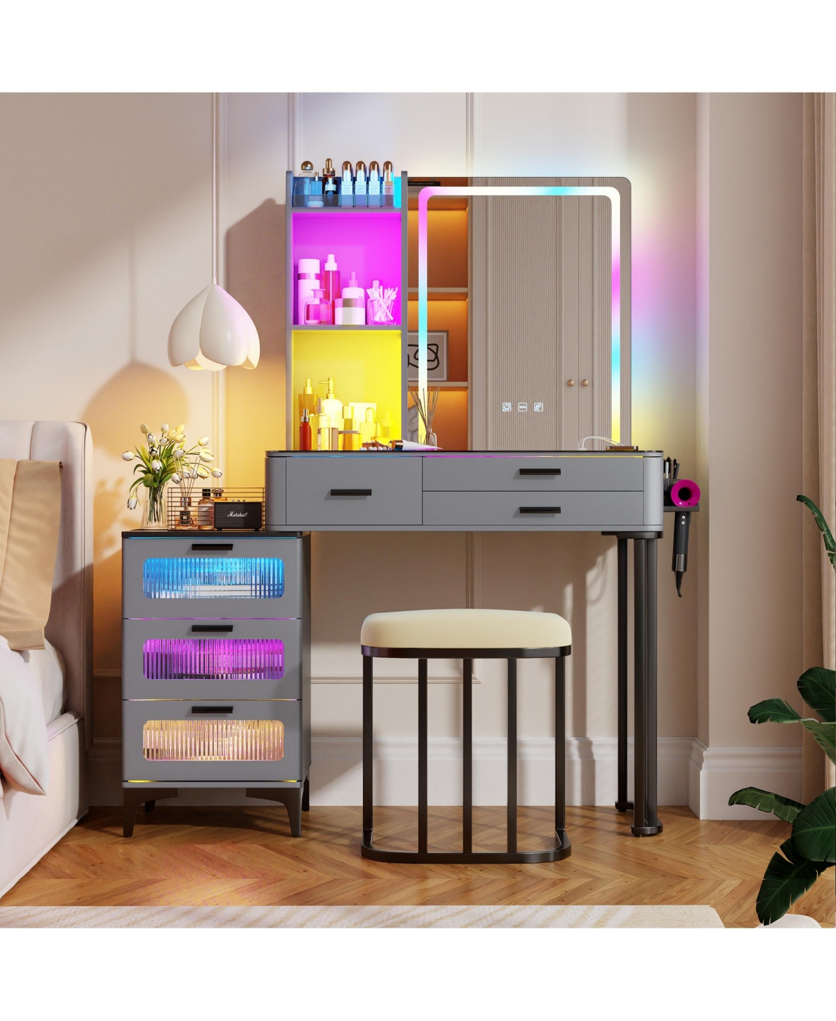 Click here for Vlsrka Vanity Makeup Desk with Mirror and Lights -... prices