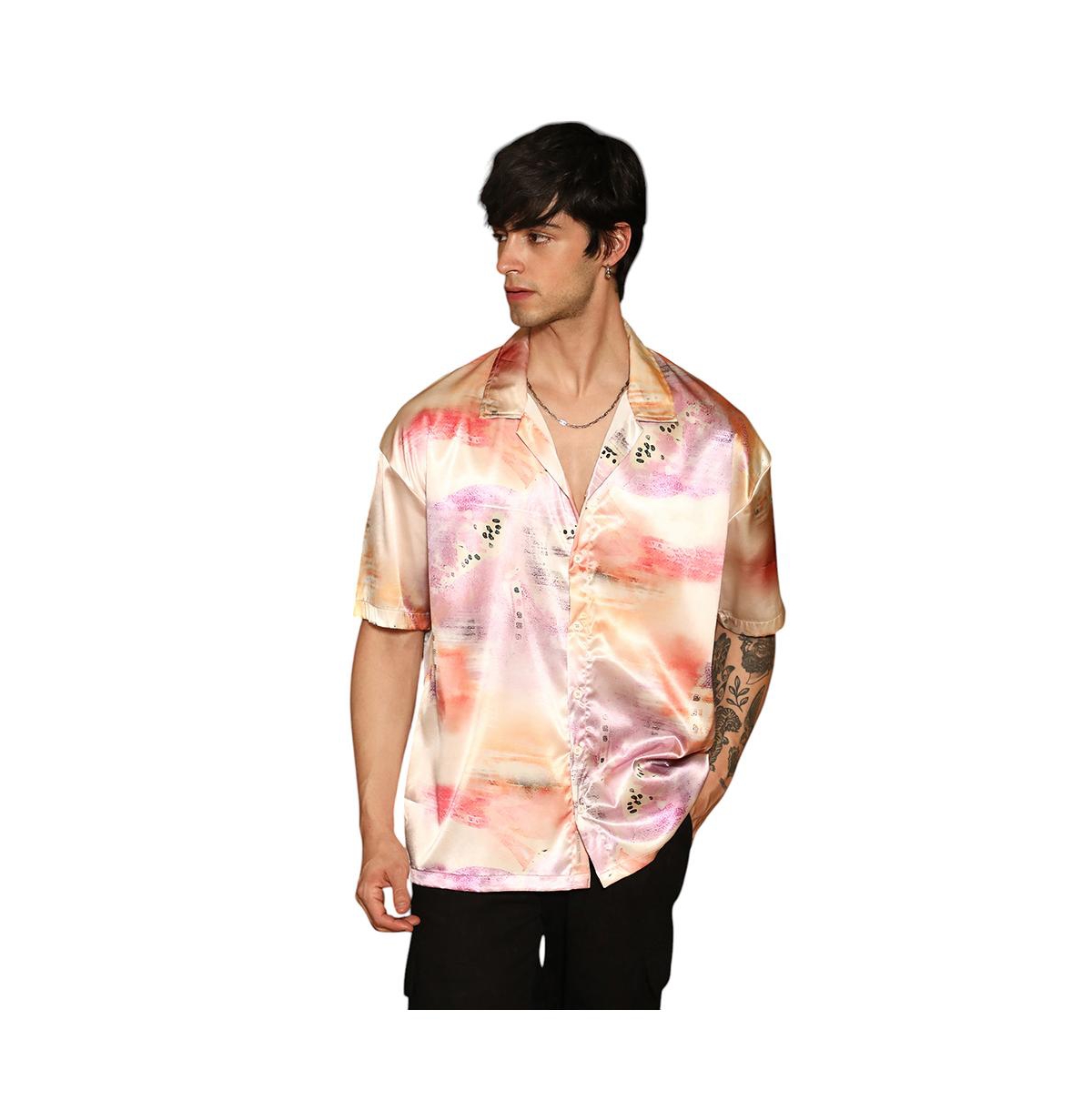 Click here for Campus Sutra Mens Cantaloupe Orange & Amethyst Pur... prices