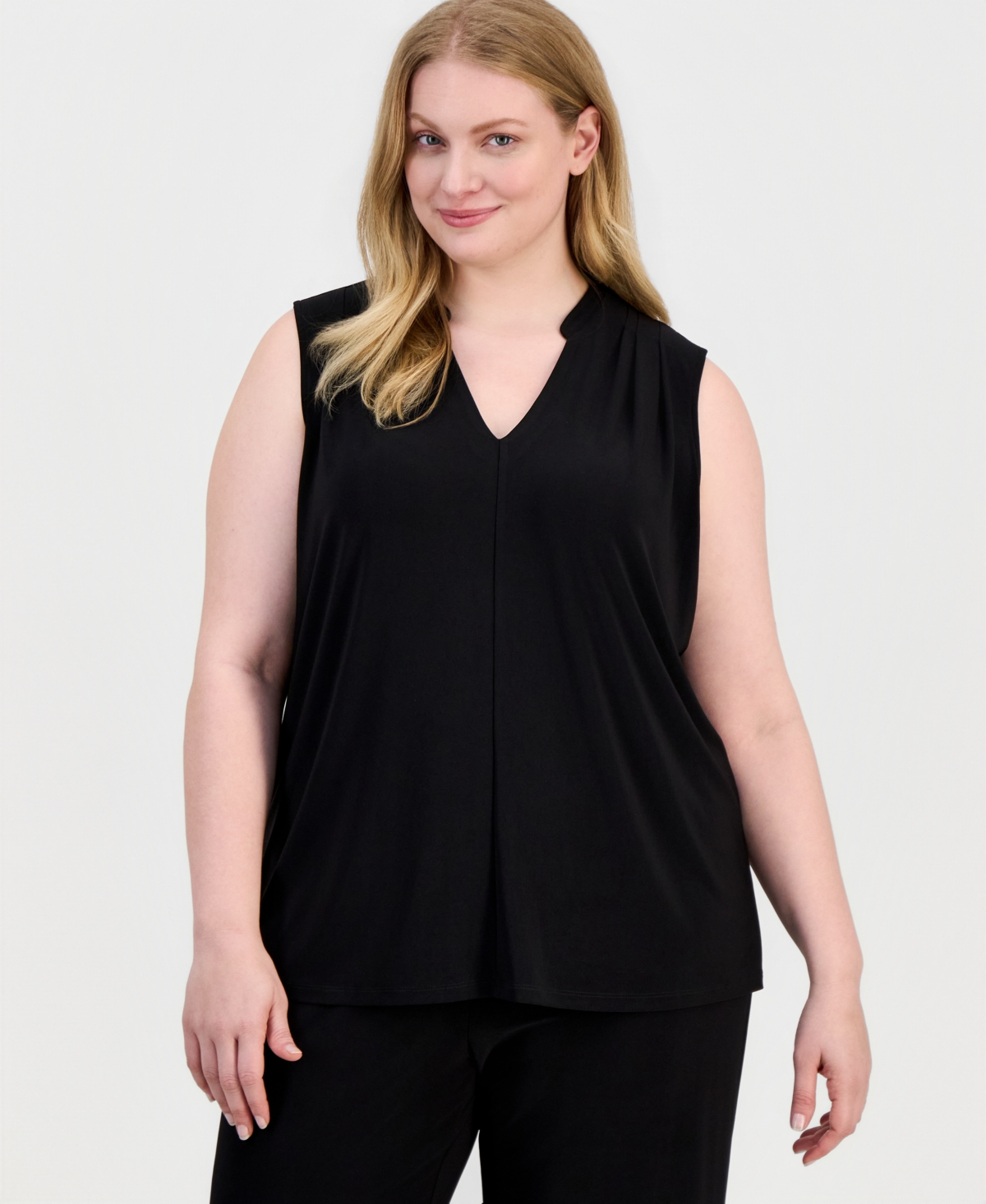 Click here for Anne Klein Plus Size Pleated-Shoulder Sleeveless T... prices