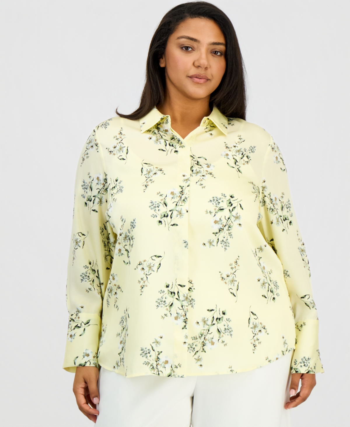 Click here for Anne Klein Plus Size Printed Button-Front Shirt -... prices