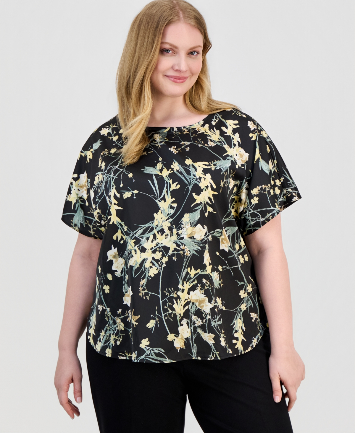Click here for Anne Klein Plus Size Boat-Neck Short-Sleeve Top -... prices