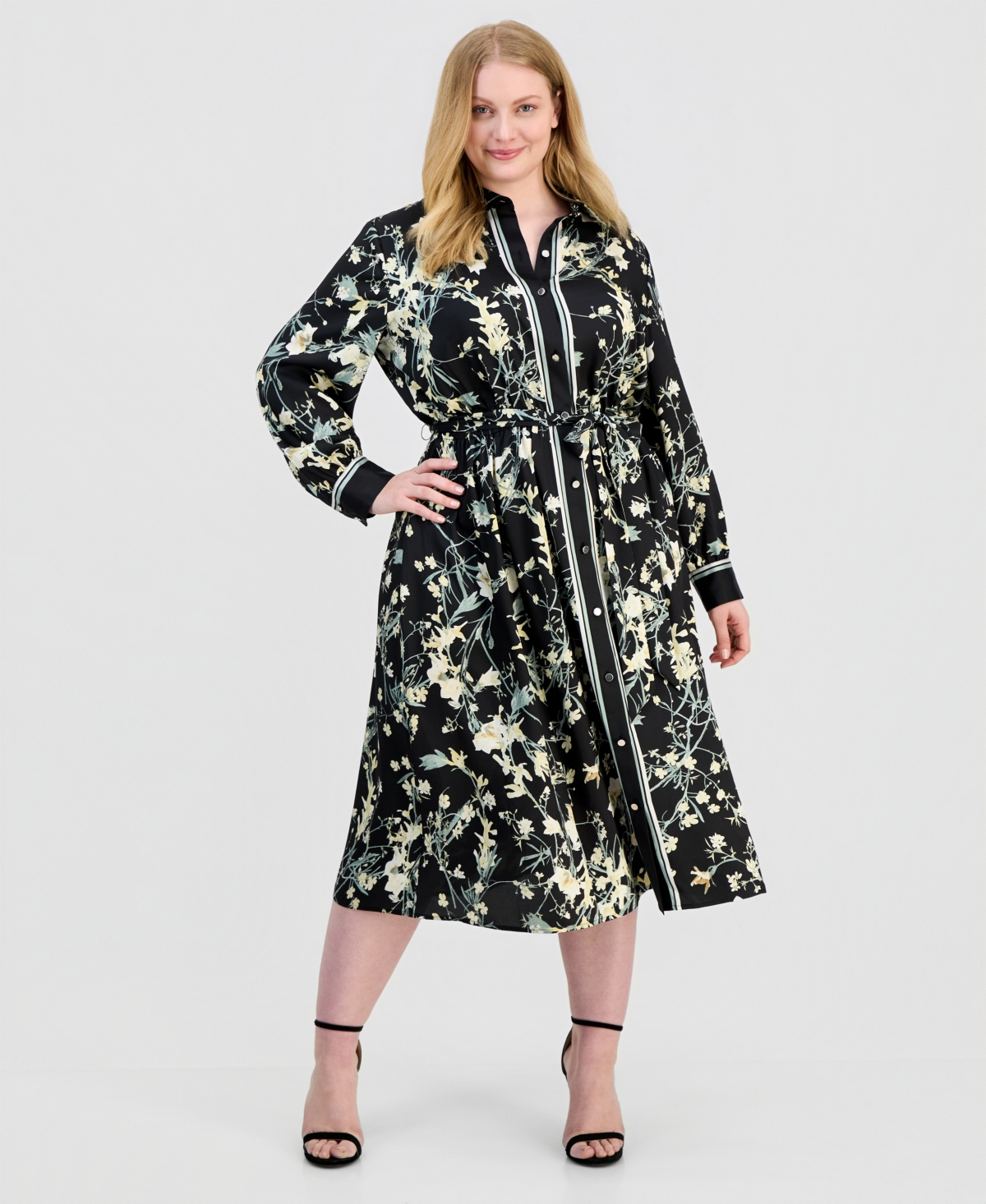 Click here for Anne Klein Plus Size Long-Sleeve A-Line Midi Shirt... prices