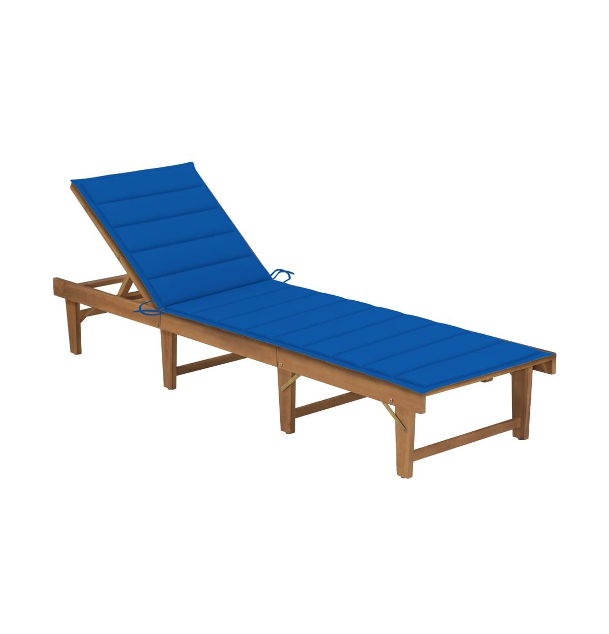 Click here for vidaXL Sun Lounger Royal blue cushion with wood fr... prices