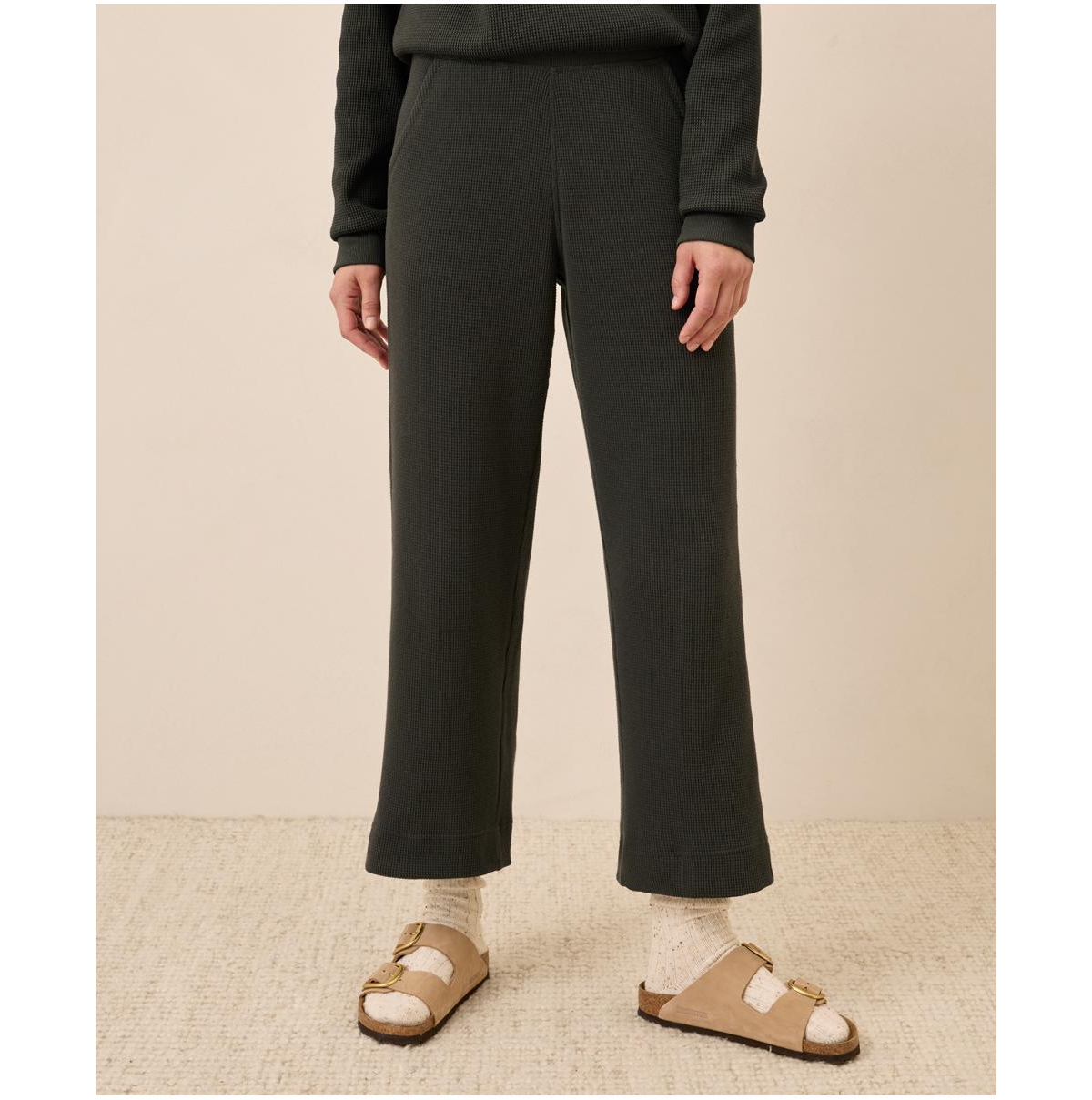 Click here for Pact Womens Thermal Waffle Wide Leg Pant - Oak prices