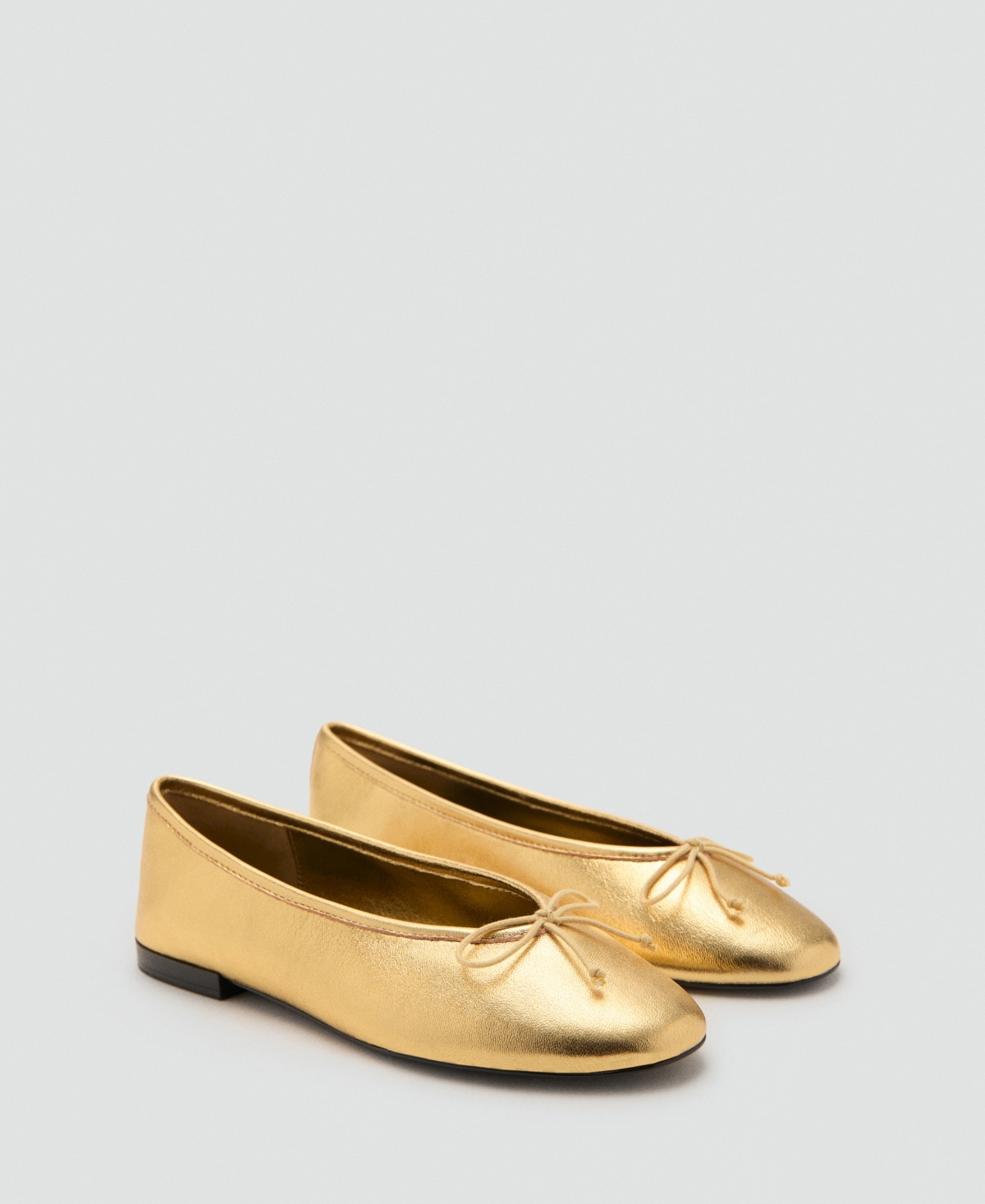 Click here for Mango Womens Bow Leather Ballet Flats - Gold prices