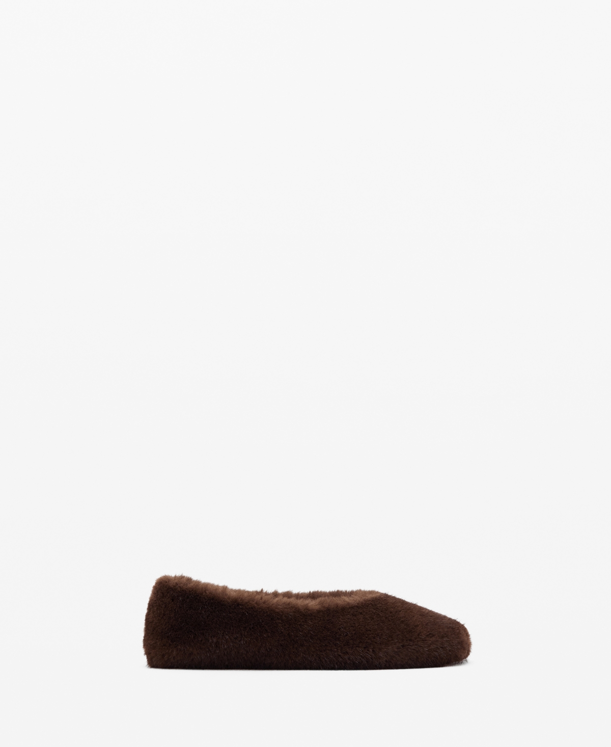 Click here for Mango Womens Fur-Effect Flat Shoes - Brown prices
