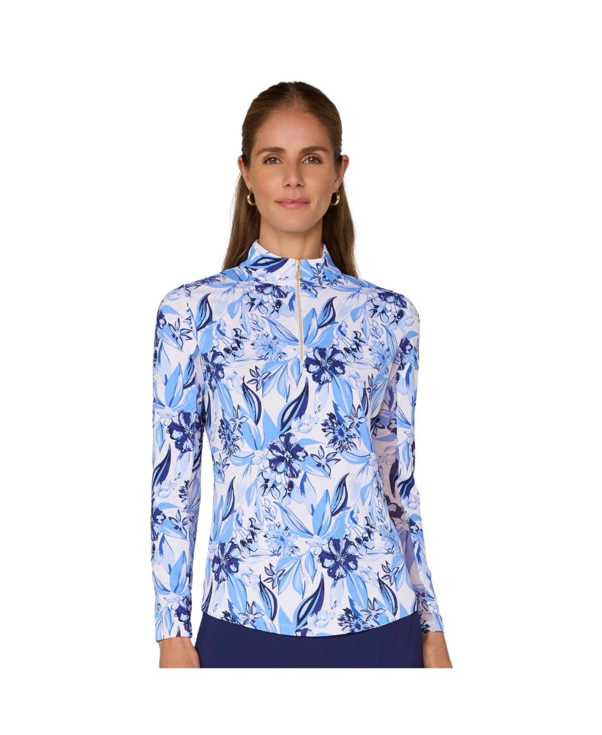 Click here for G Lifestyle Long Sleeve Mock Neck Top - Summer flo... prices