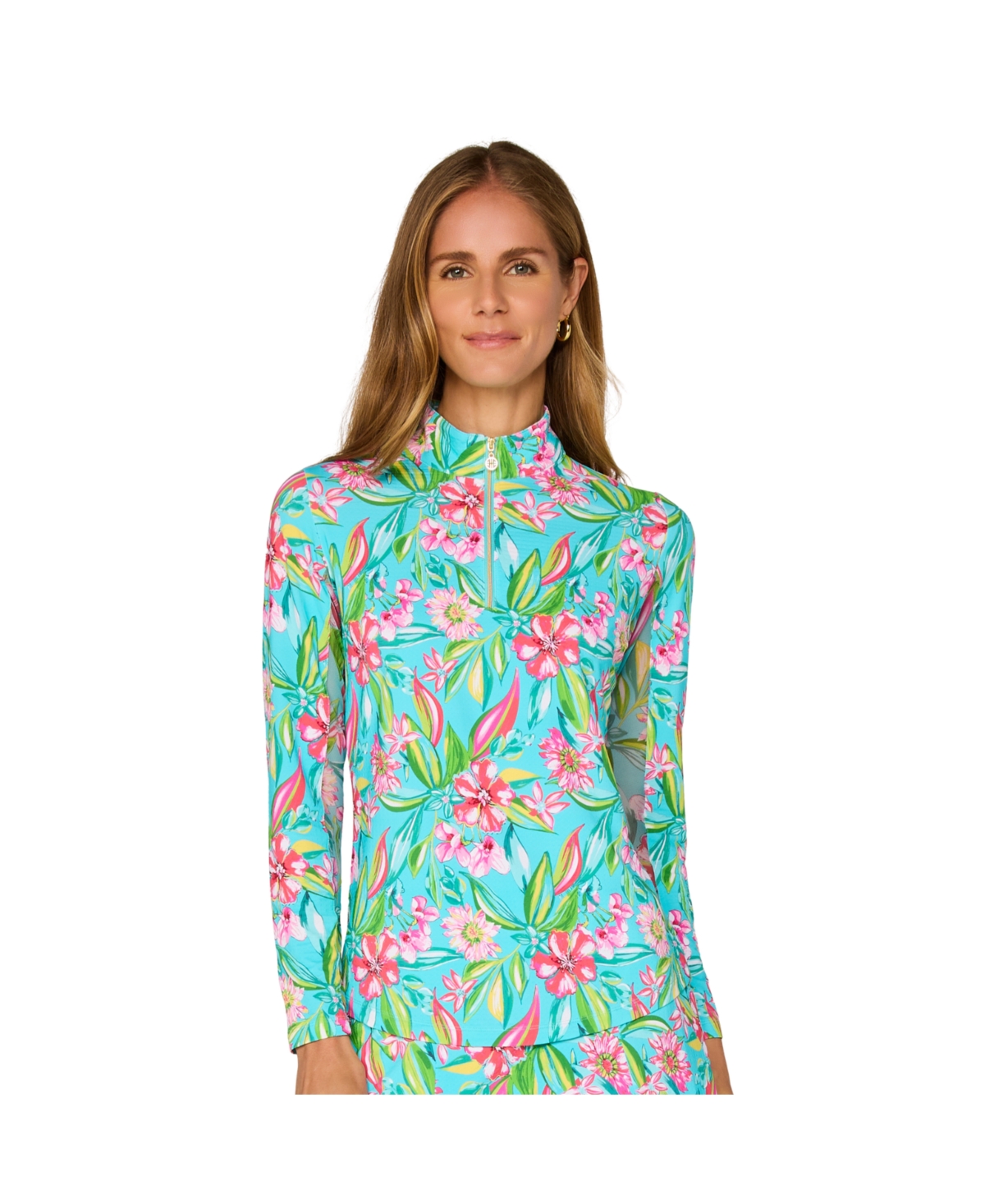 Click here for G Lifestyle Long Sleeve Mock Neck Top - Multi bloo... prices