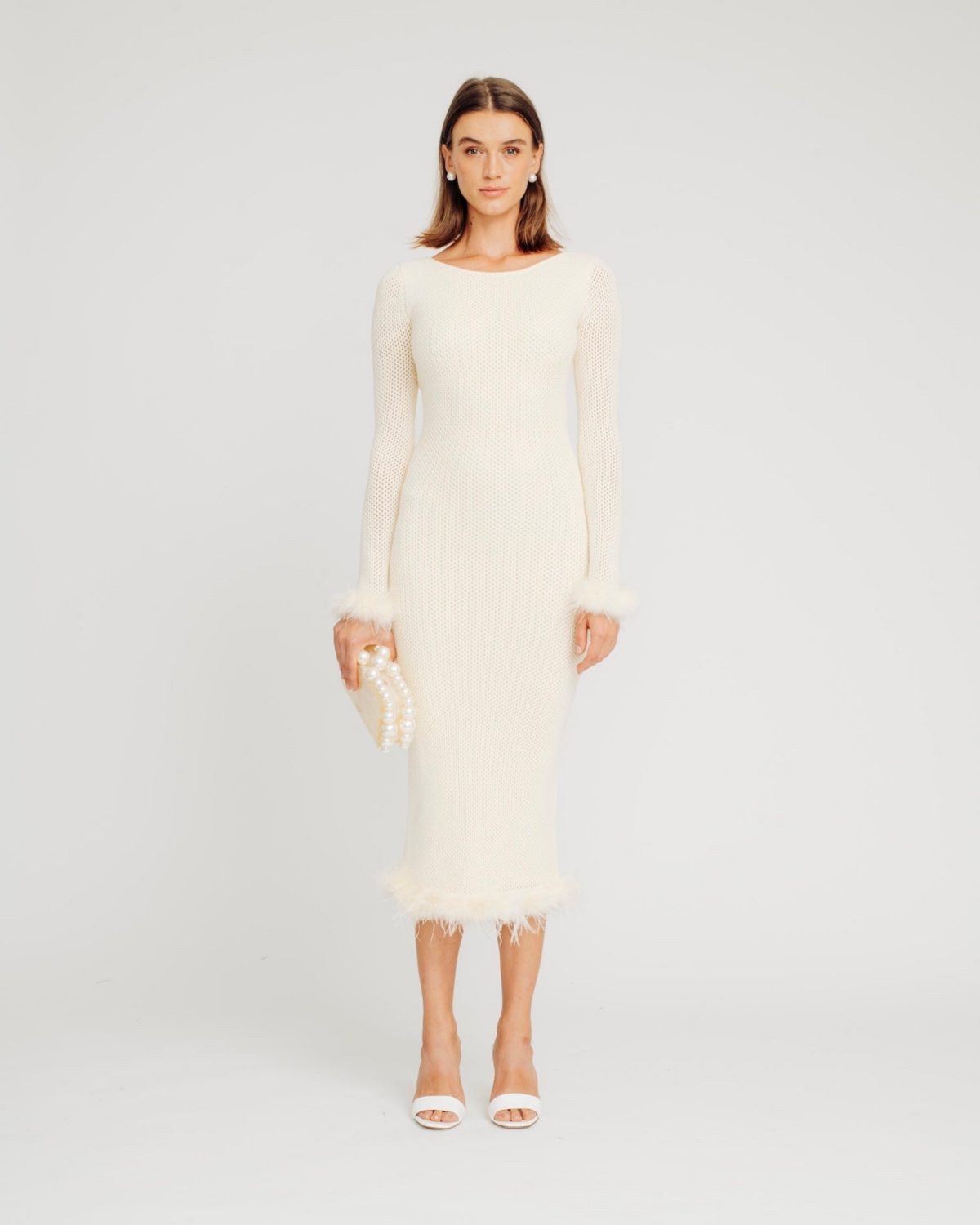 Click here for Torn By Ronny Kobo Womens Feather-Trim Open-Back K... prices