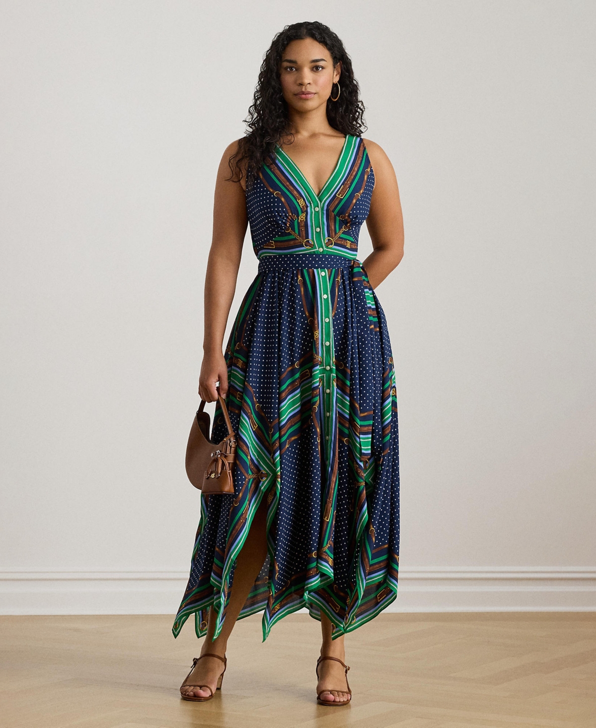 Click here for Lauren Ralph Lauren Plus Size Belted Polka-Dot V-N... prices