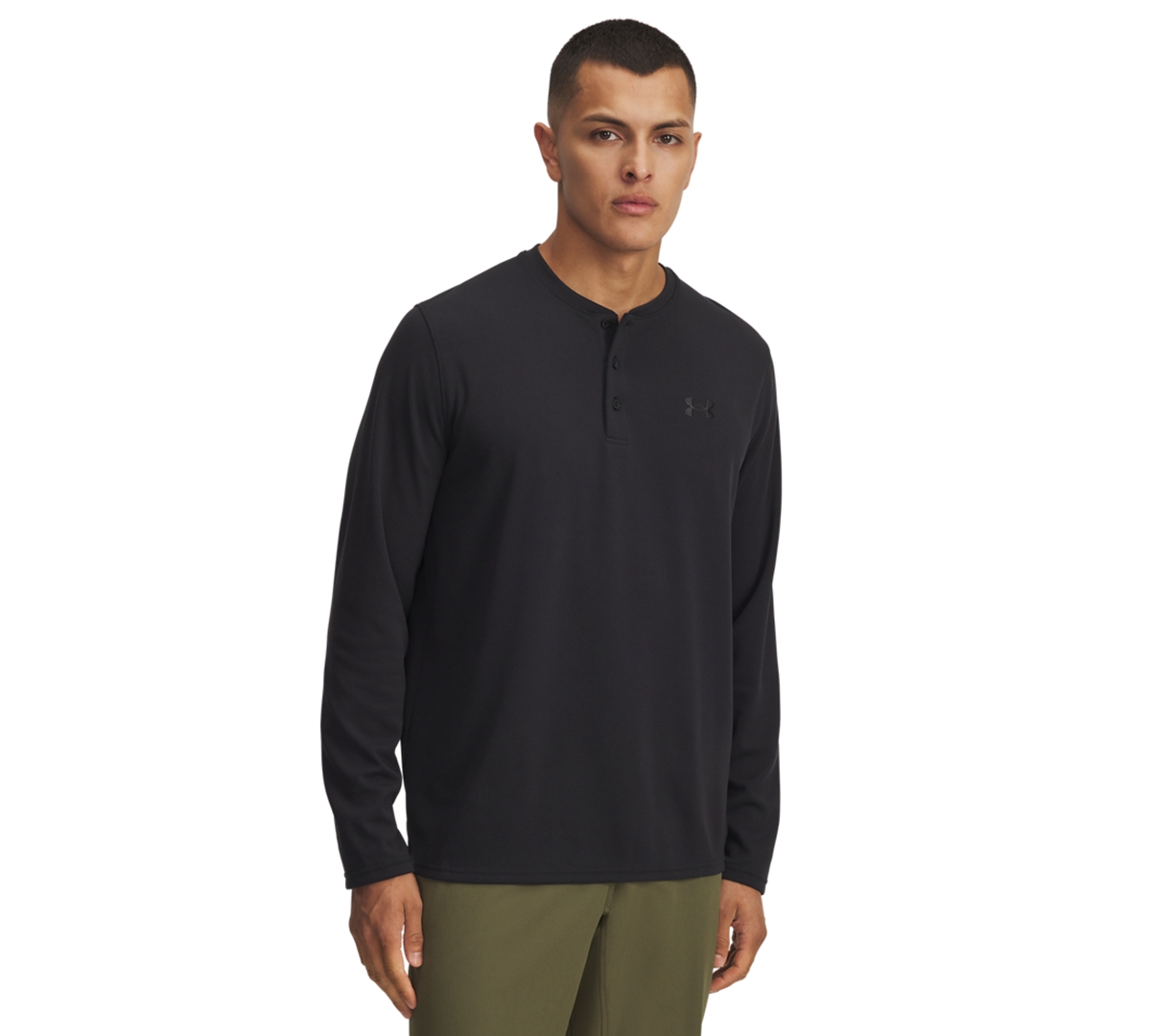 Click here for Under Armour Mens Long-Sleeve Henley T-Shirt - Bla... prices