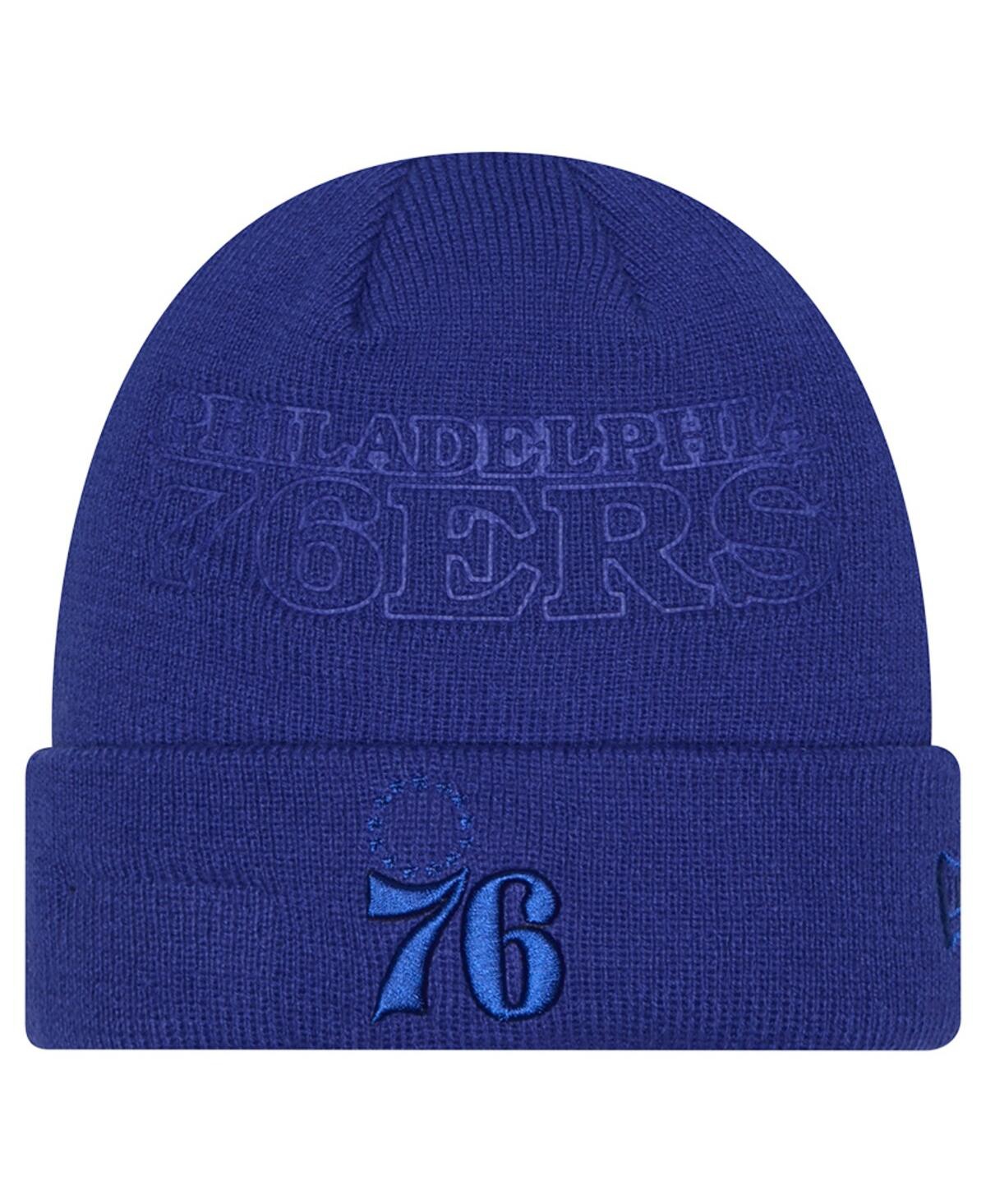 Click here for Mens Royal Philadelphia 76ers Tonal Cuffed Knit Ha... prices